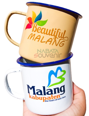 SOUVENIR MUG ENAMEL CUSTOM SABLON/DECAL FREE KEMAS - NABATA SOUVENIR