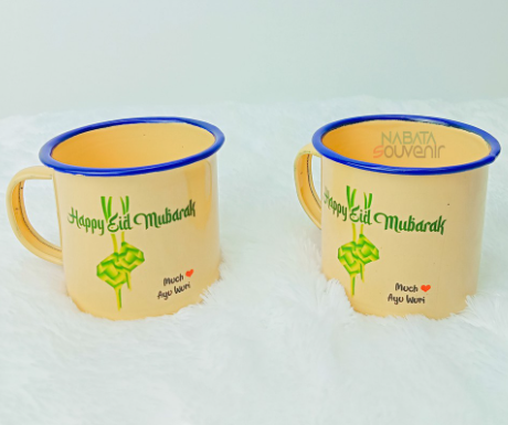 MUG ENAMEL CUSTOM SABLON TANPA KEMAS - NABATA SOUVENIR